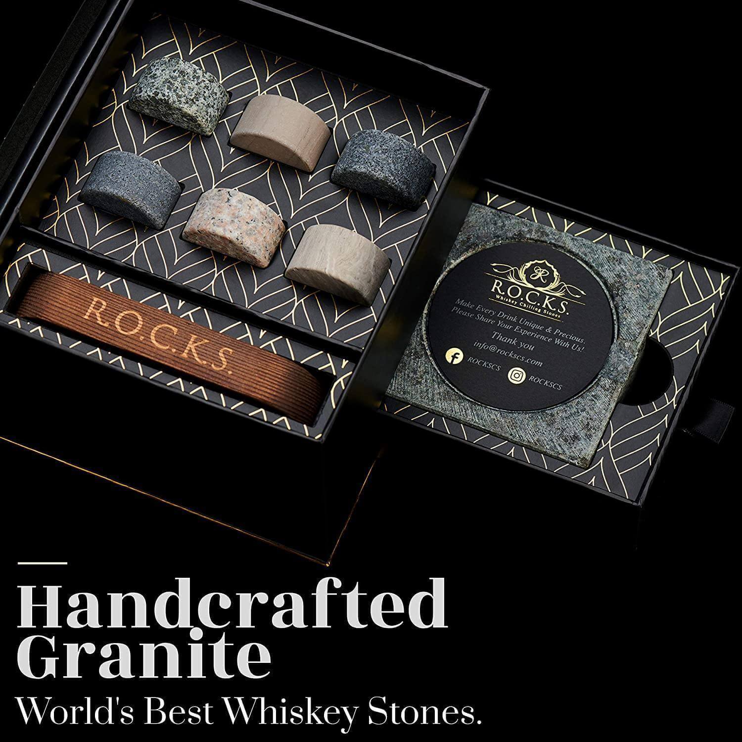 Whiskey Stones Gift Set with Cigar Cutter & Cigar Ashtray by ROCKS– R.O ...